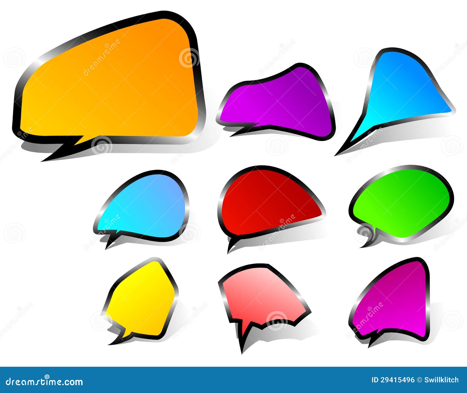 Black edged speech bubbles stock vector. Illustration of communication ...