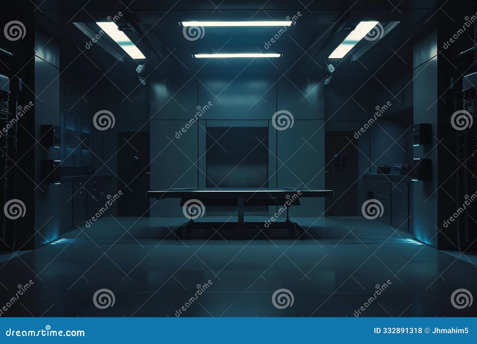 Black Edition Scifi Lab Empty Dark with Wall Lights Futuristic Shadow ...