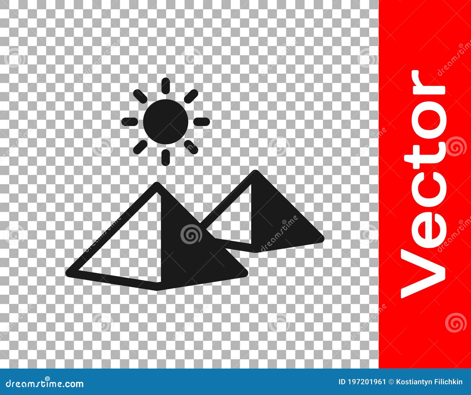 Black Egypt Pyramids Icon Isolated On Transparent Background. Symbol Of ...