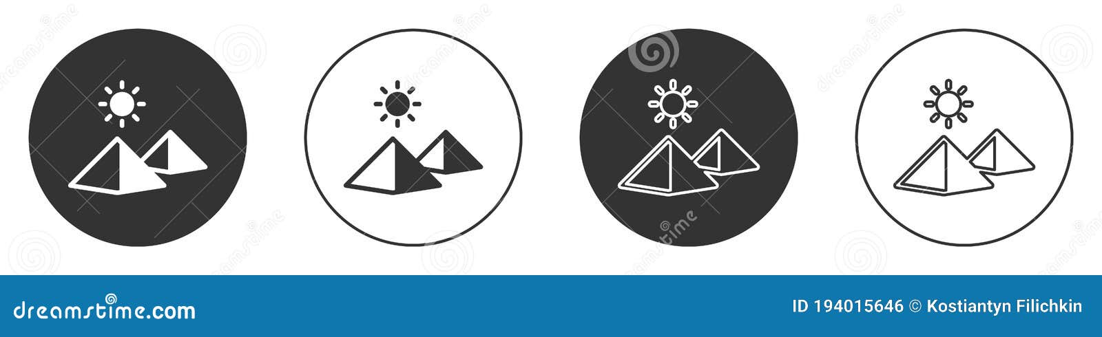 Black Egypt Pyramids Icon Isolated on White Background. Symbol of ...