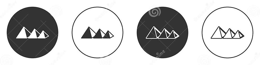 Black Egypt Pyramids Icon Isolated on White Background. Symbol of ...