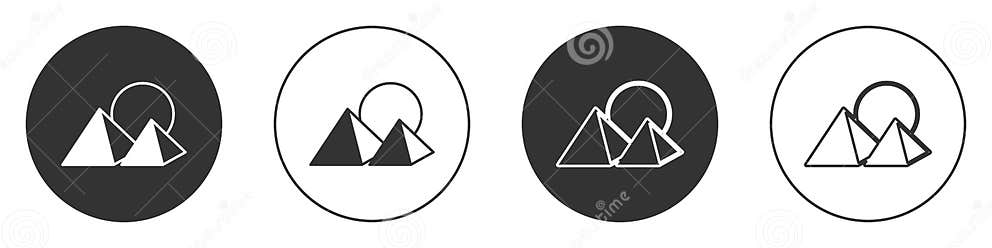 Black Egypt Pyramids Icon Isolated on White Background. Symbol of ...
