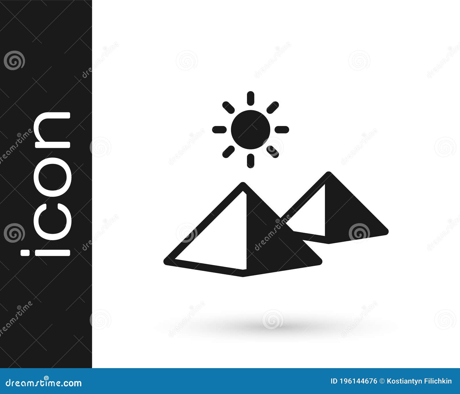 Black Egypt Pyramids Icon Isolated On White Background. Symbol Of ...