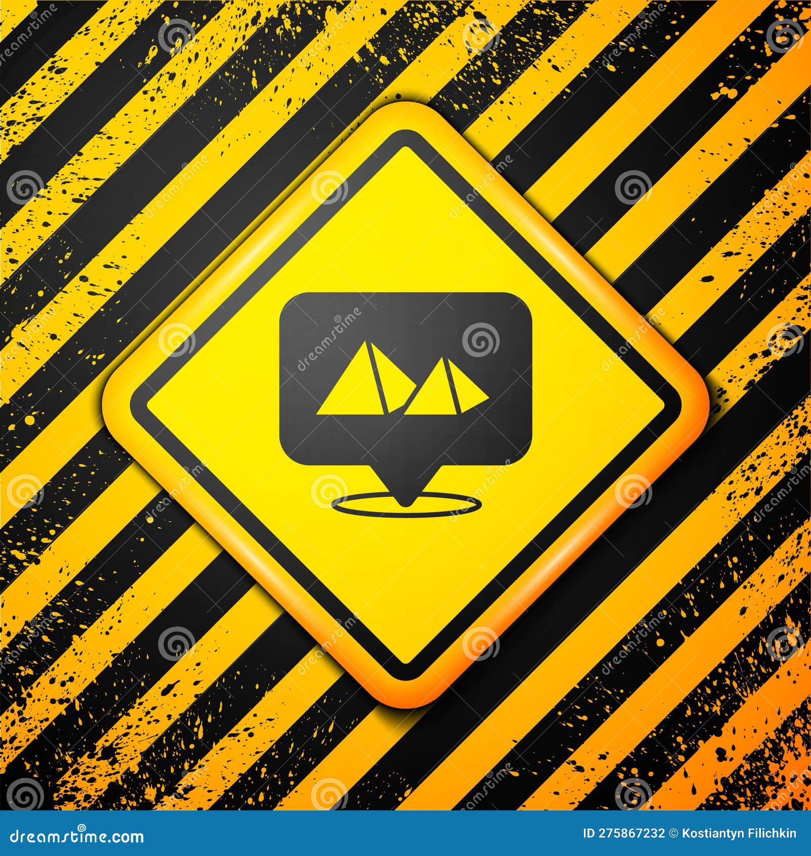 Black Egypt Pyramids Icon Isolated on Yellow Background. Symbol of ...