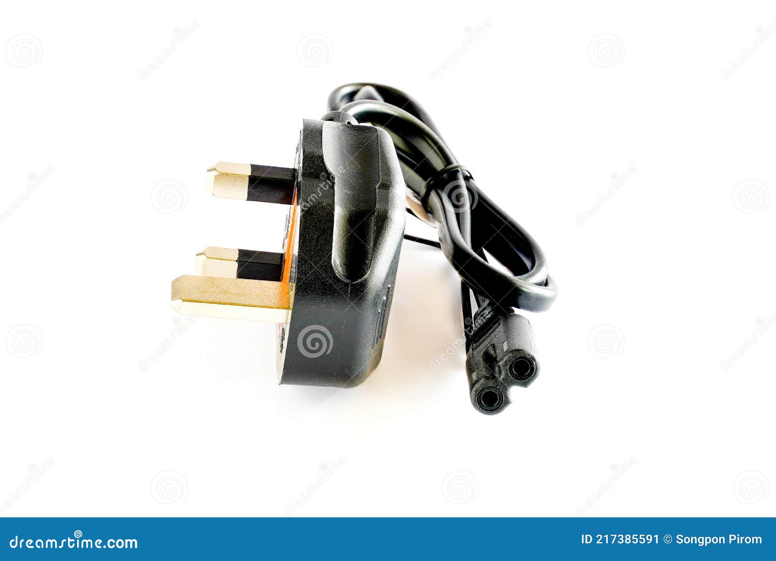 Black Electric Cable with Three-way Plug Stock Image - Image of icon ...