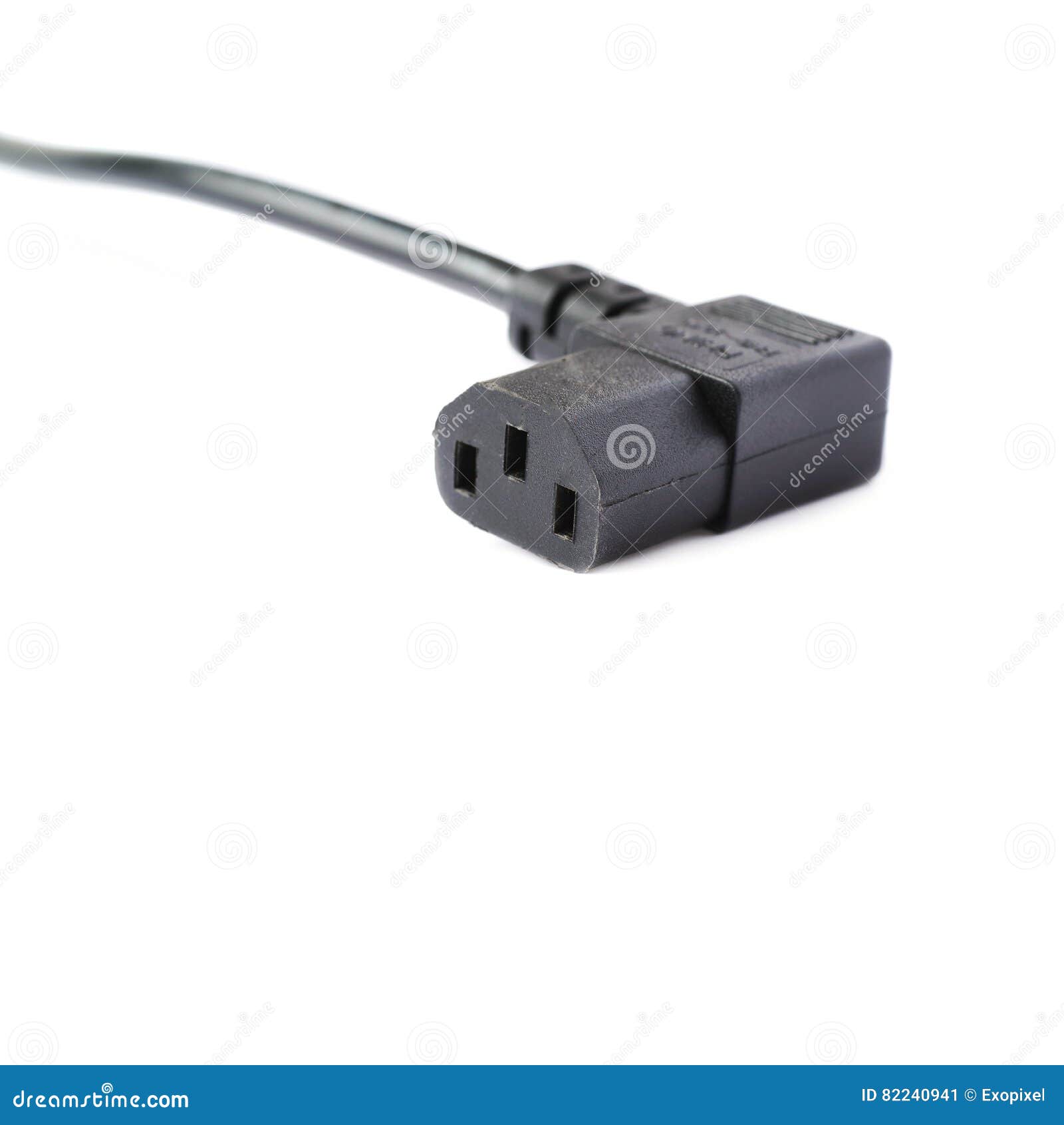 Black Electric Computer Cable Isolated Over White Background Stock ...