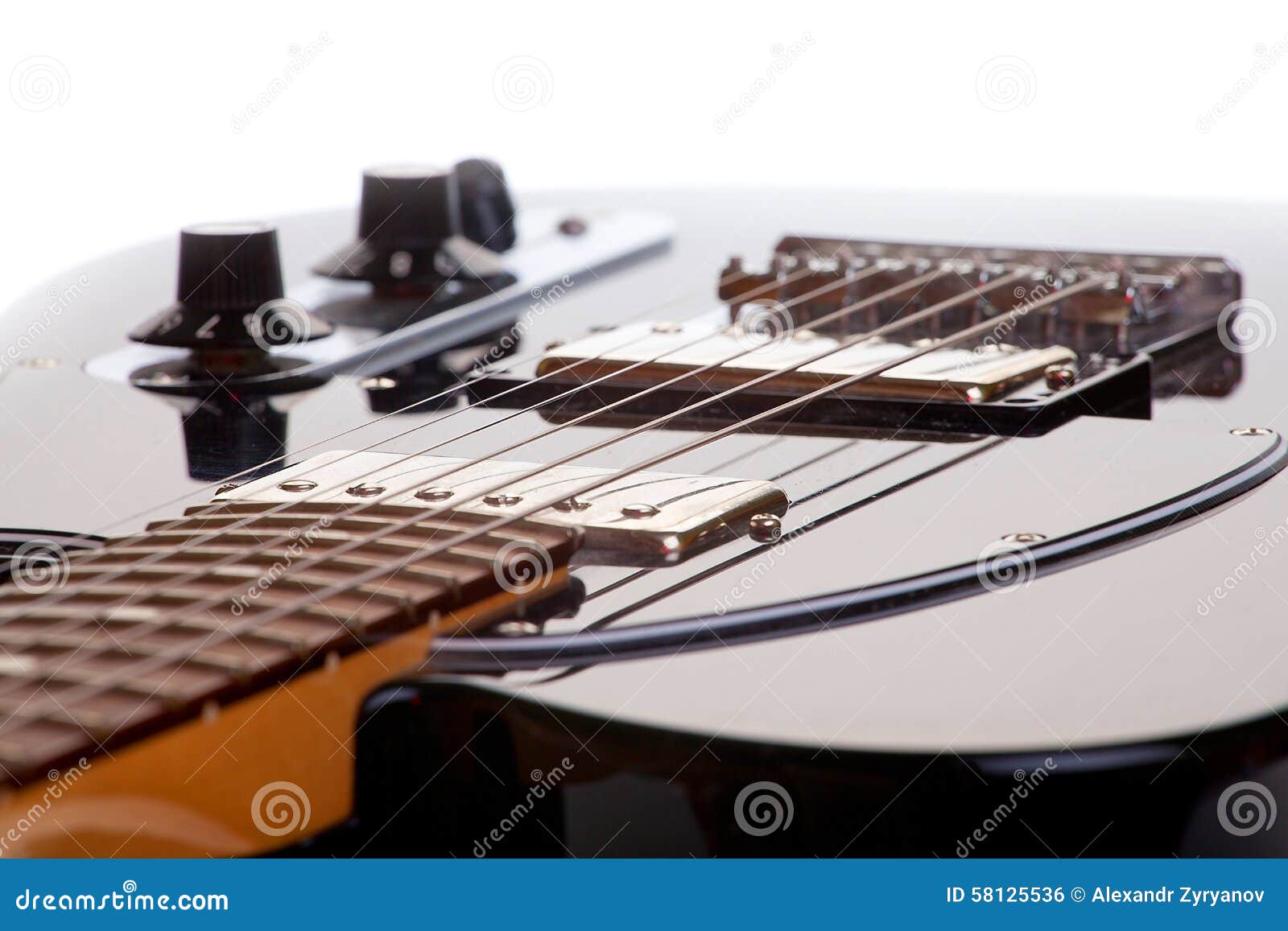 Black Electric Guitar Strings on a White Background Stock Photo - Image ...