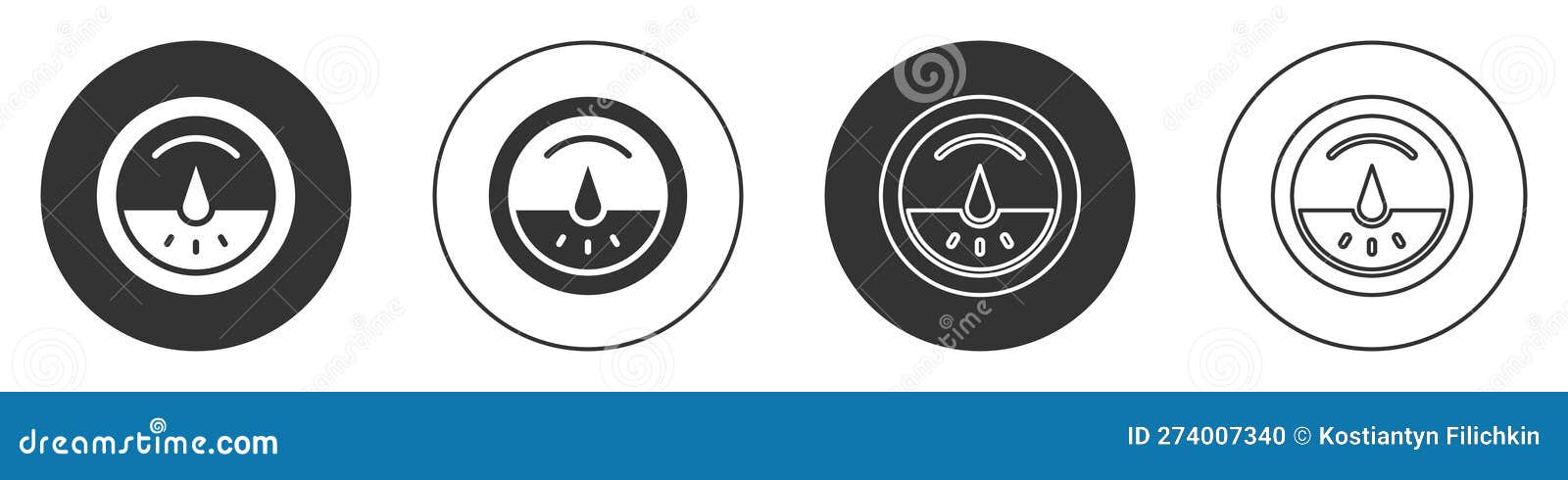 Black Electric Meter Icon Isolated on White Background. Circle Button ...