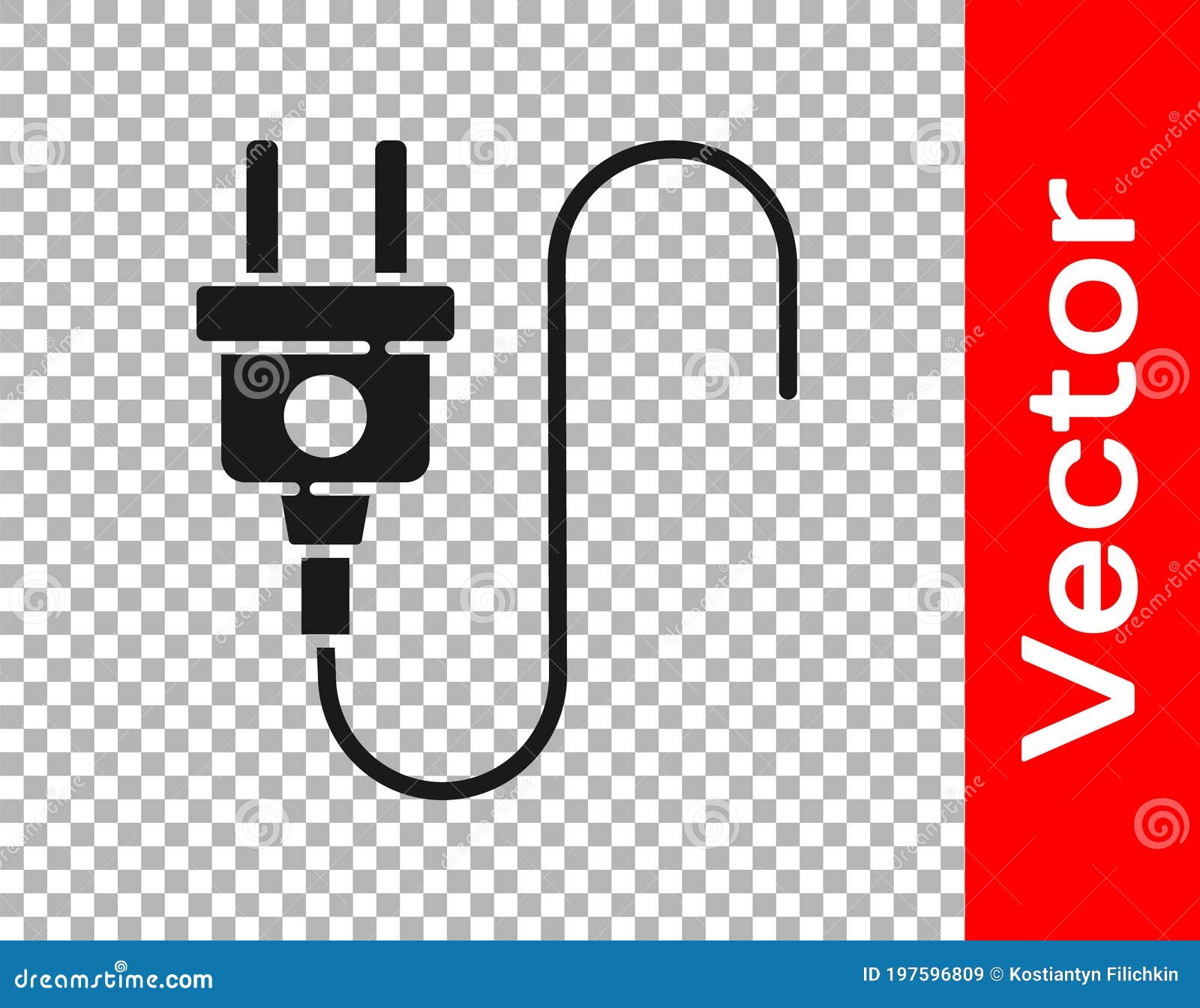 Black Electric Plug Icon Isolated on Transparent Background. Concept of ...