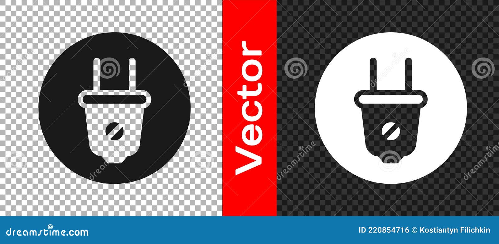 Black Electric Plug Icon Isolated on Transparent Background. Concept of ...
