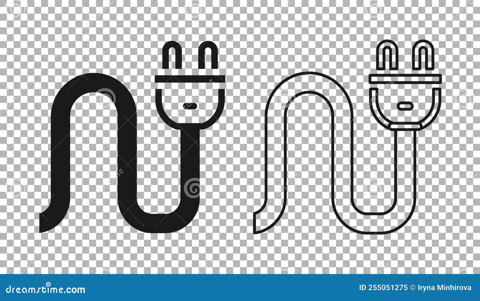 Black Electric Plug Icon Isolated on Transparent Background. Concept of ...