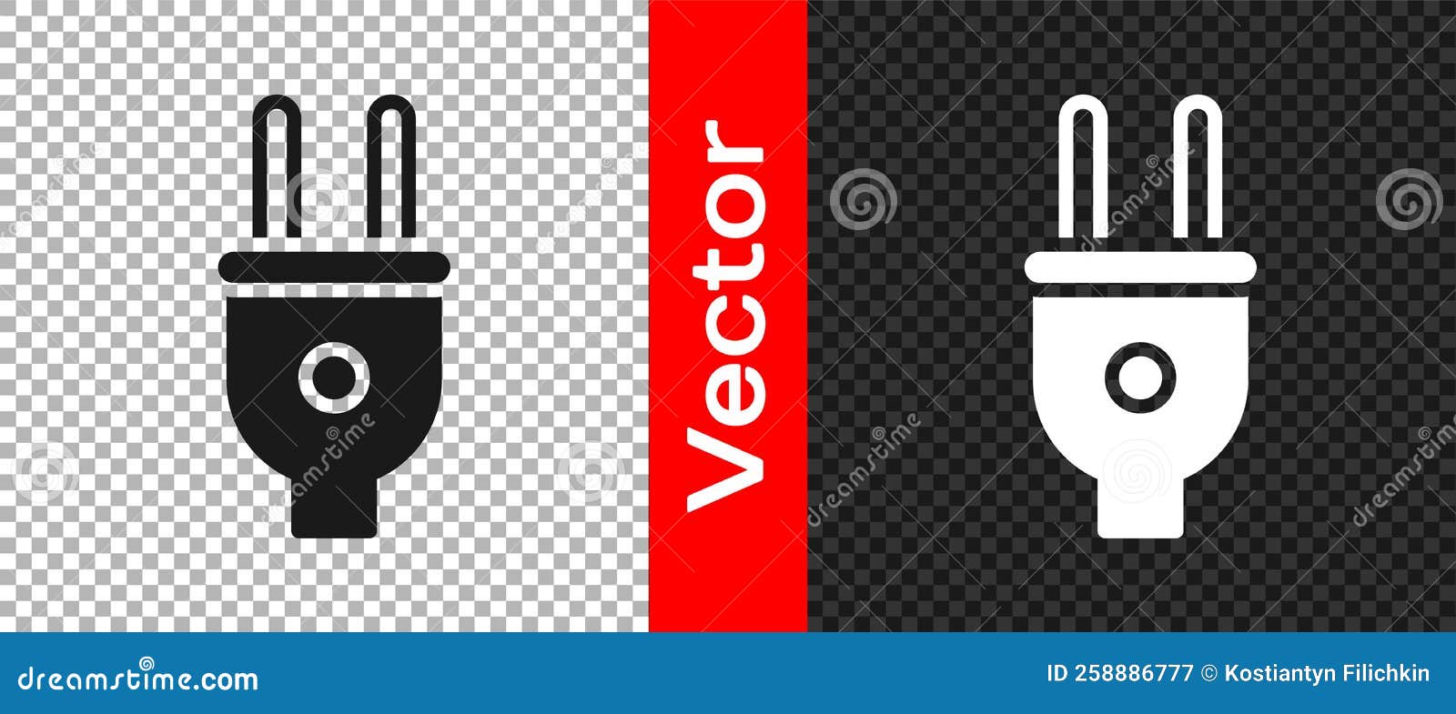 Black Electric Plug Icon Isolated on Transparent Background. Concept of ...