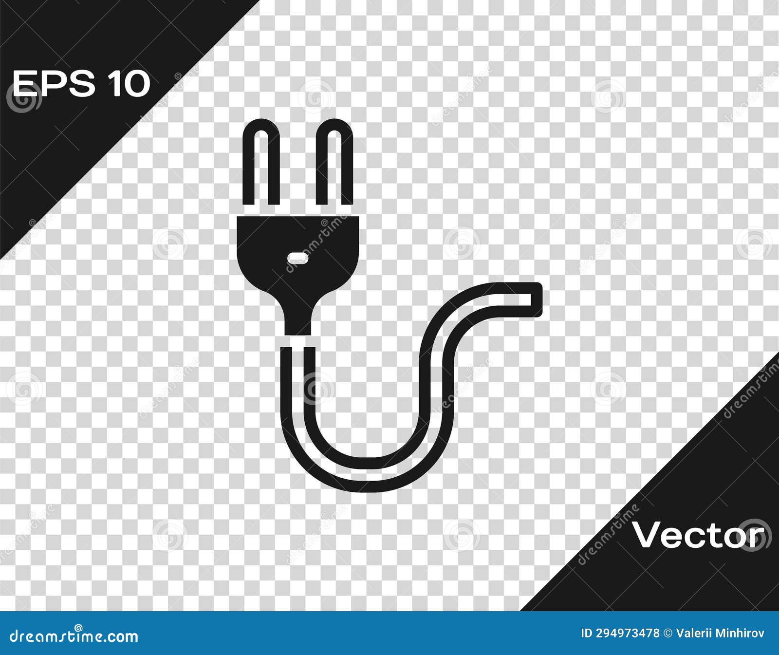 Black Electric Plug Icon Isolated on Transparent Background. Concept of ...