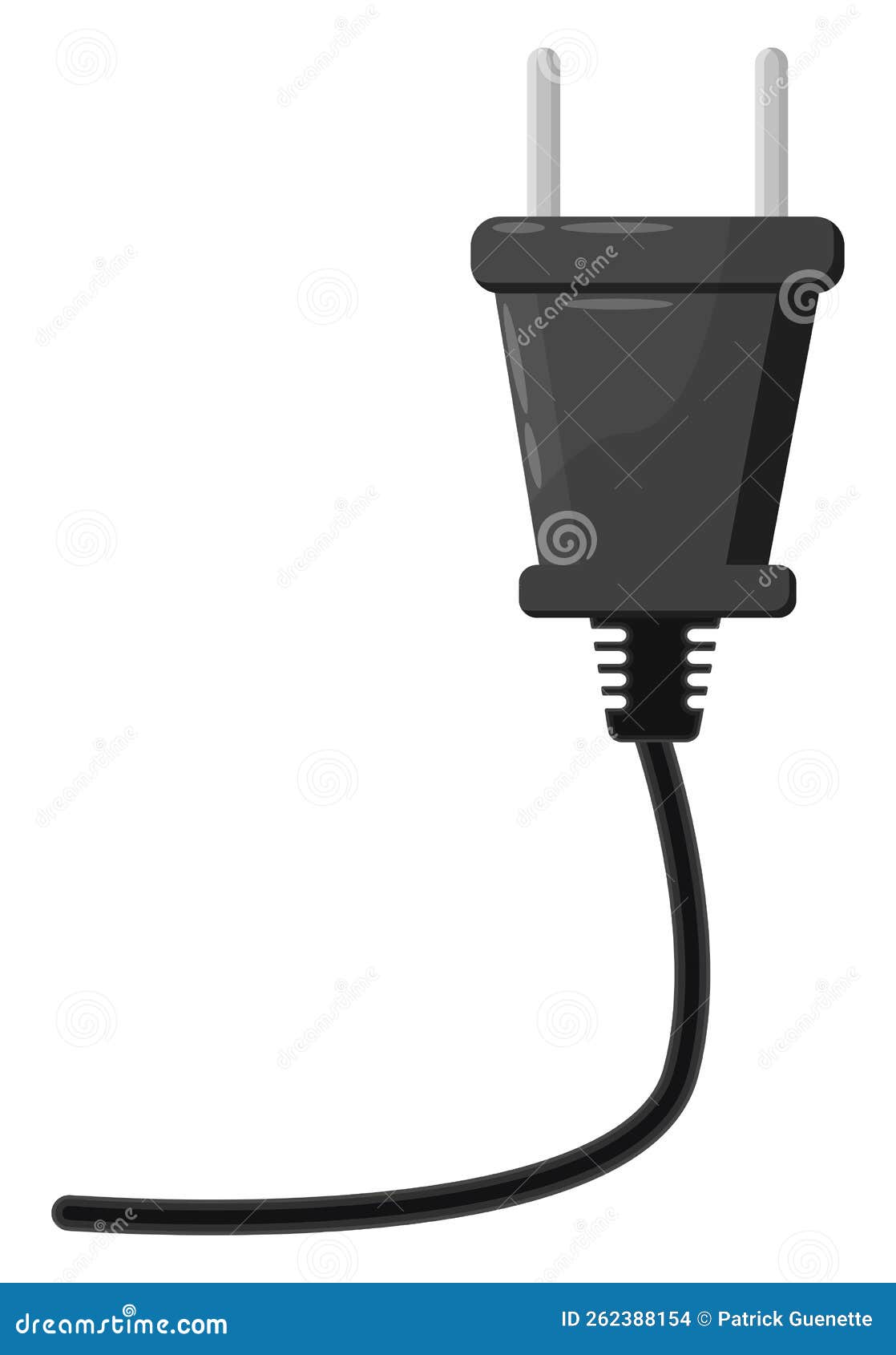 Black electric plug, icon stock vector. Illustration of line - 262388154