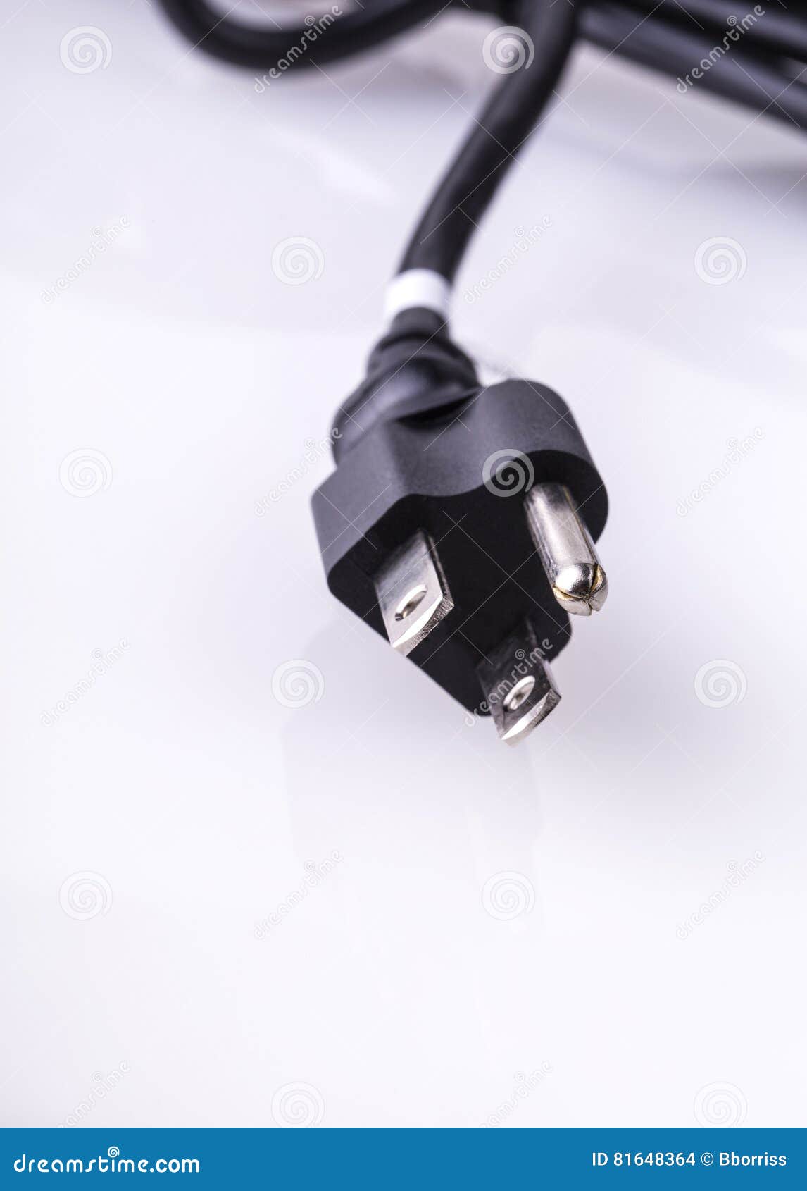 Black Electric Plug Isolated on the White Stock Photo - Image of cord ...