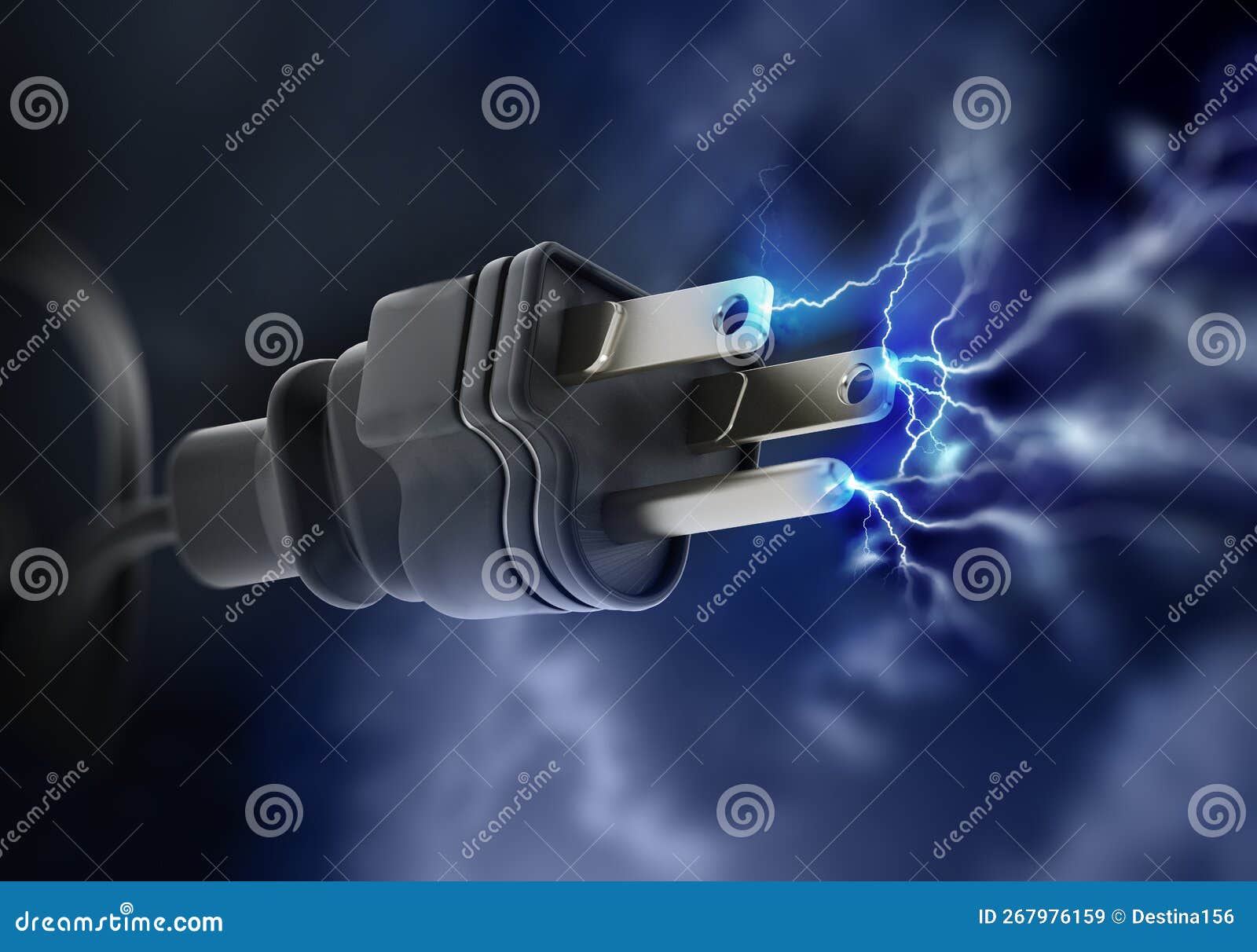 Black Electric Plug with Sparks. 3D Illustration Stock Illustration ...