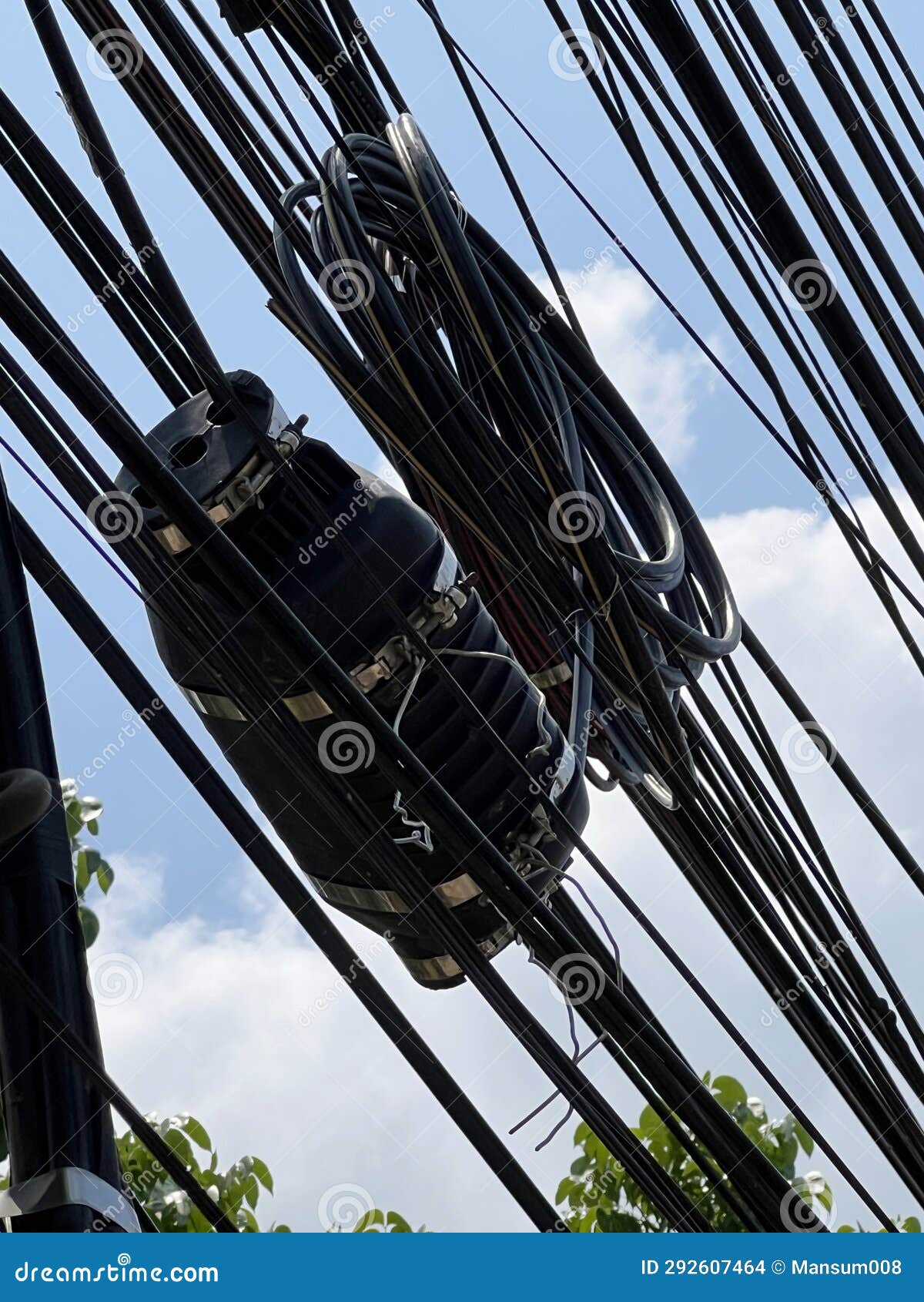 Black Electrical Cables on Wires Stock Photo - Image of technology ...