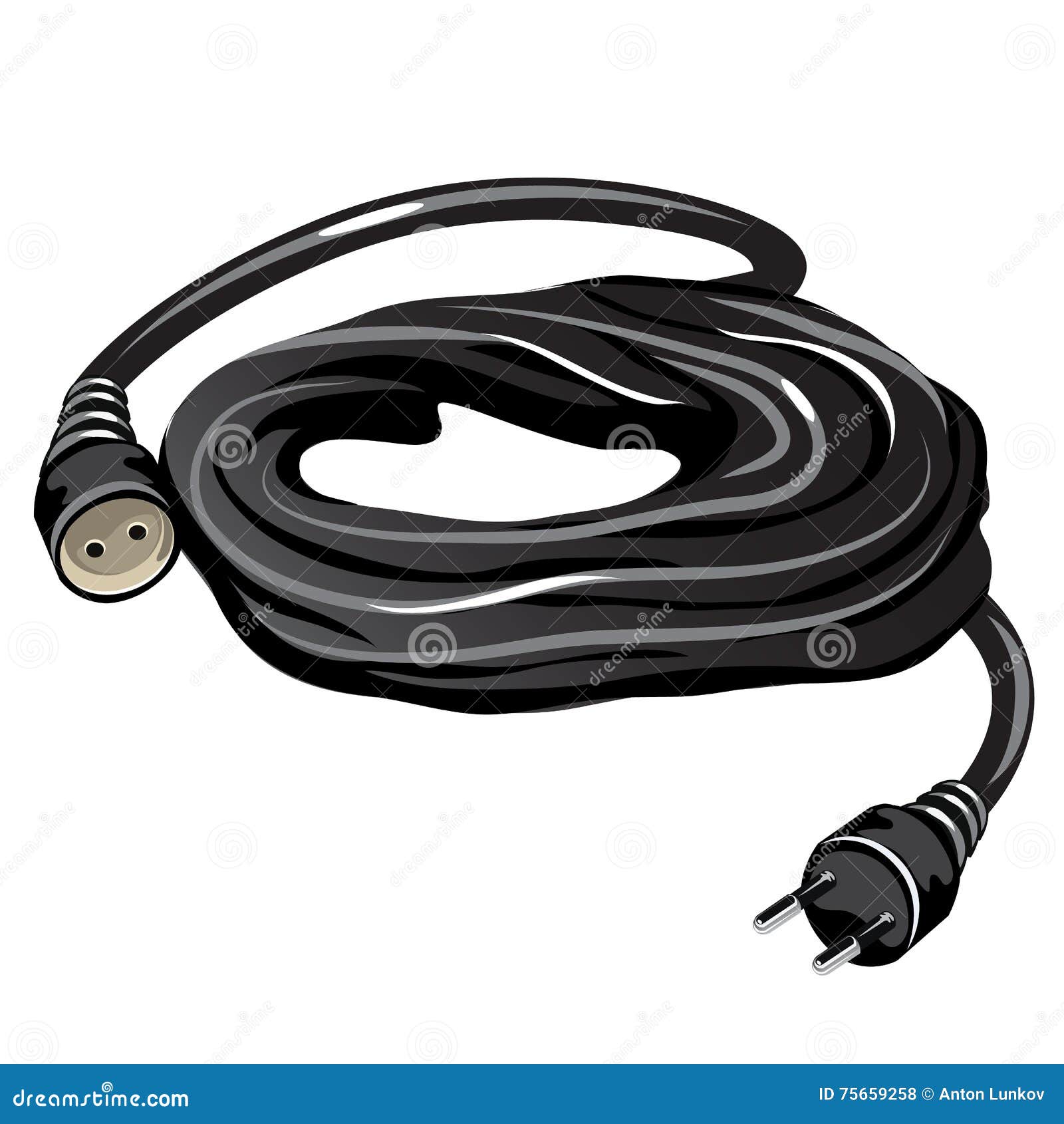 Black Electrical Extension Cable, Vector Isolated Stock Vector ...