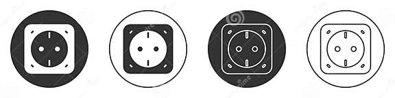 Black Electrical Outlet Icon Isolated on White Background. Power Socket ...