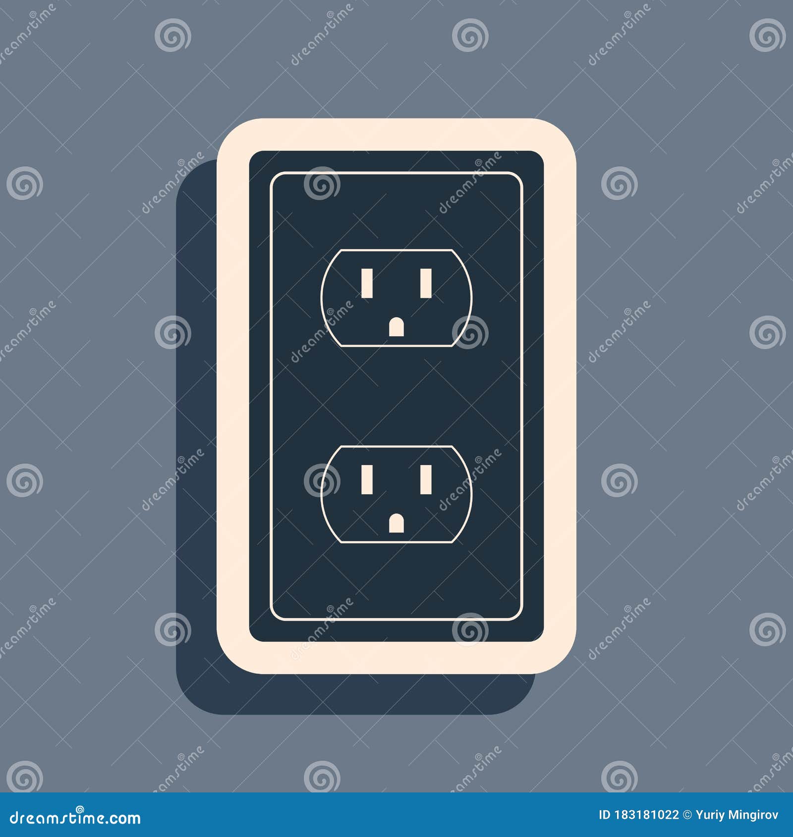 Black Electrical Outlet in the USA Icon Isolated on Grey Background ...