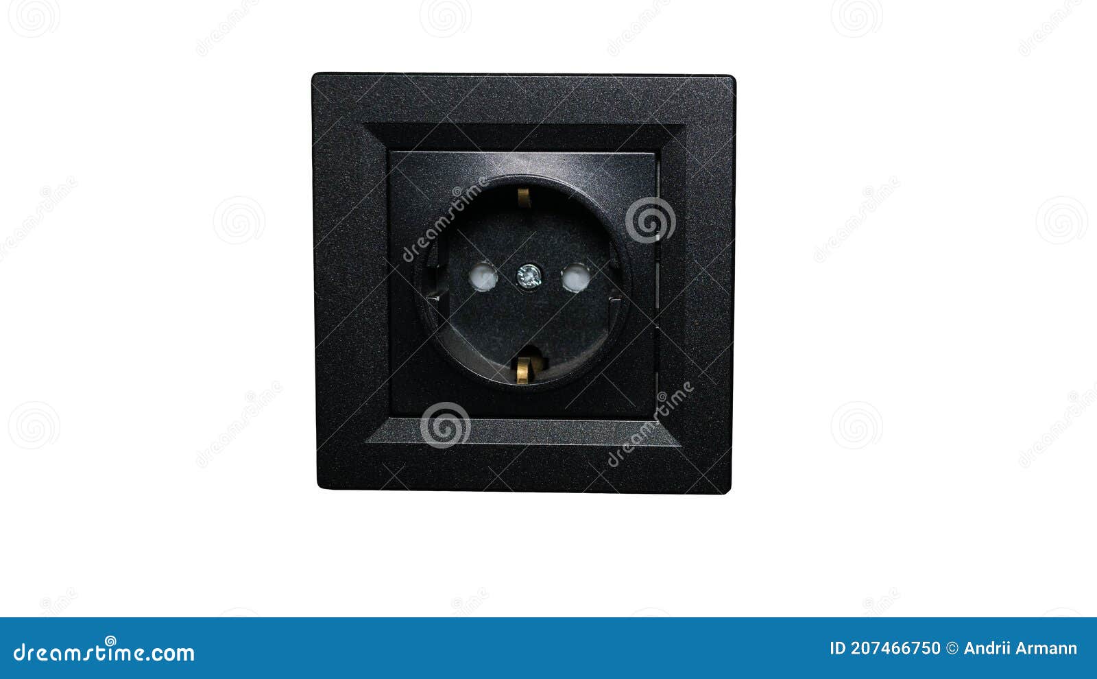 Black Electrical Socket Isolated on White Background, Square Black ...
