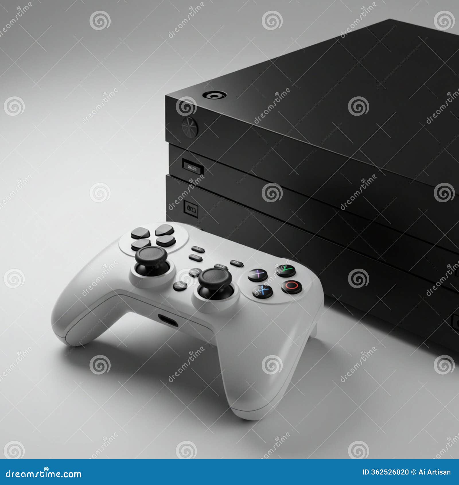 A Black Electronic Gaming Console is Shown, Featuring a Sleek ...