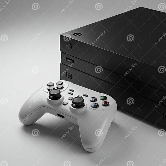 A Black Electronic Gaming Console is Shown, Featuring a Sleek ...
