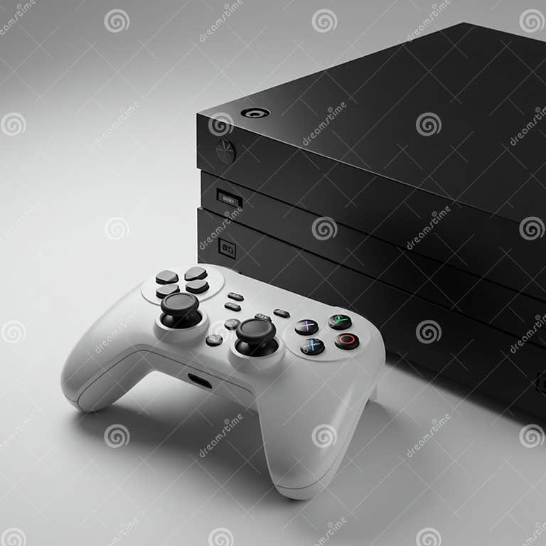 A Black Electronic Gaming Console is Shown, Featuring a Sleek ...