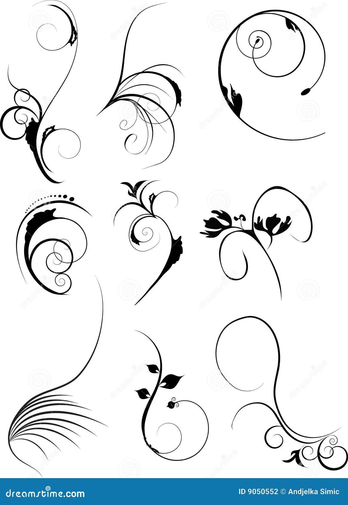 Black elements for design stock vector. Illustration of vignette - 9050552