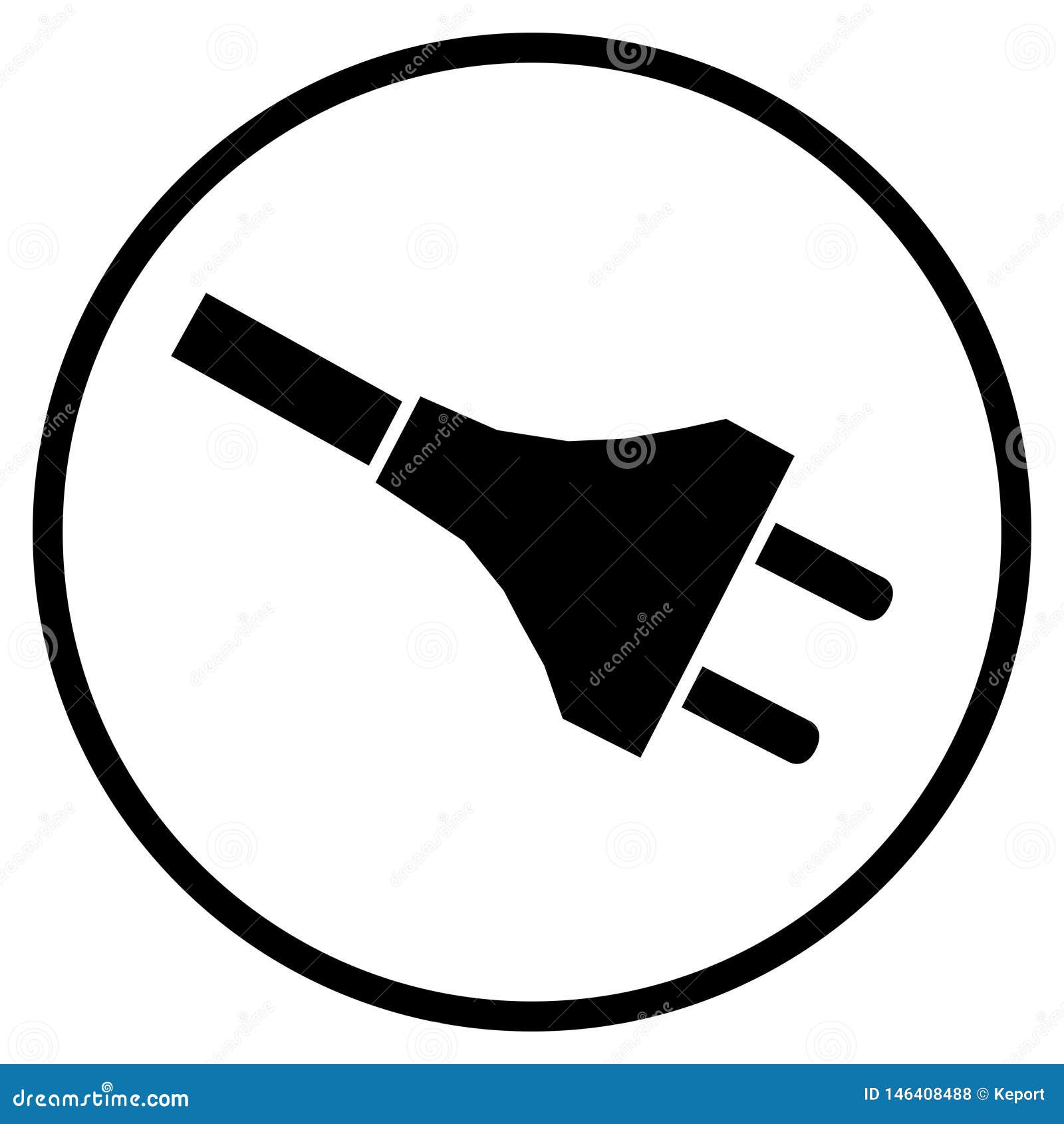Black Eletrical Plug Icon in Circle Stock Illustration - Illustration ...