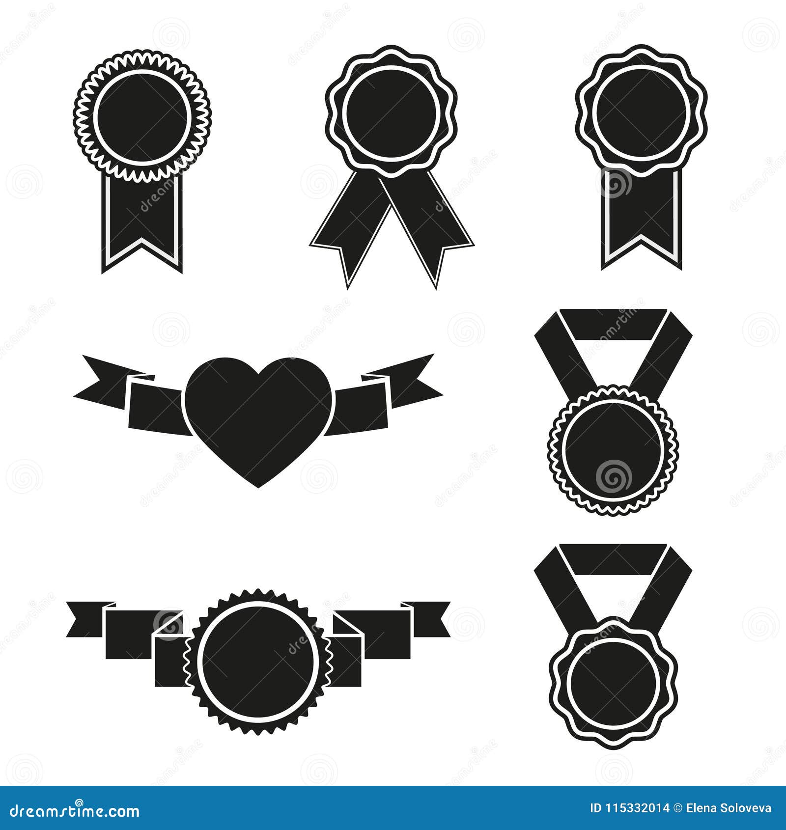 Black Emblems Set Isolated on White Background. Stock Vector ...