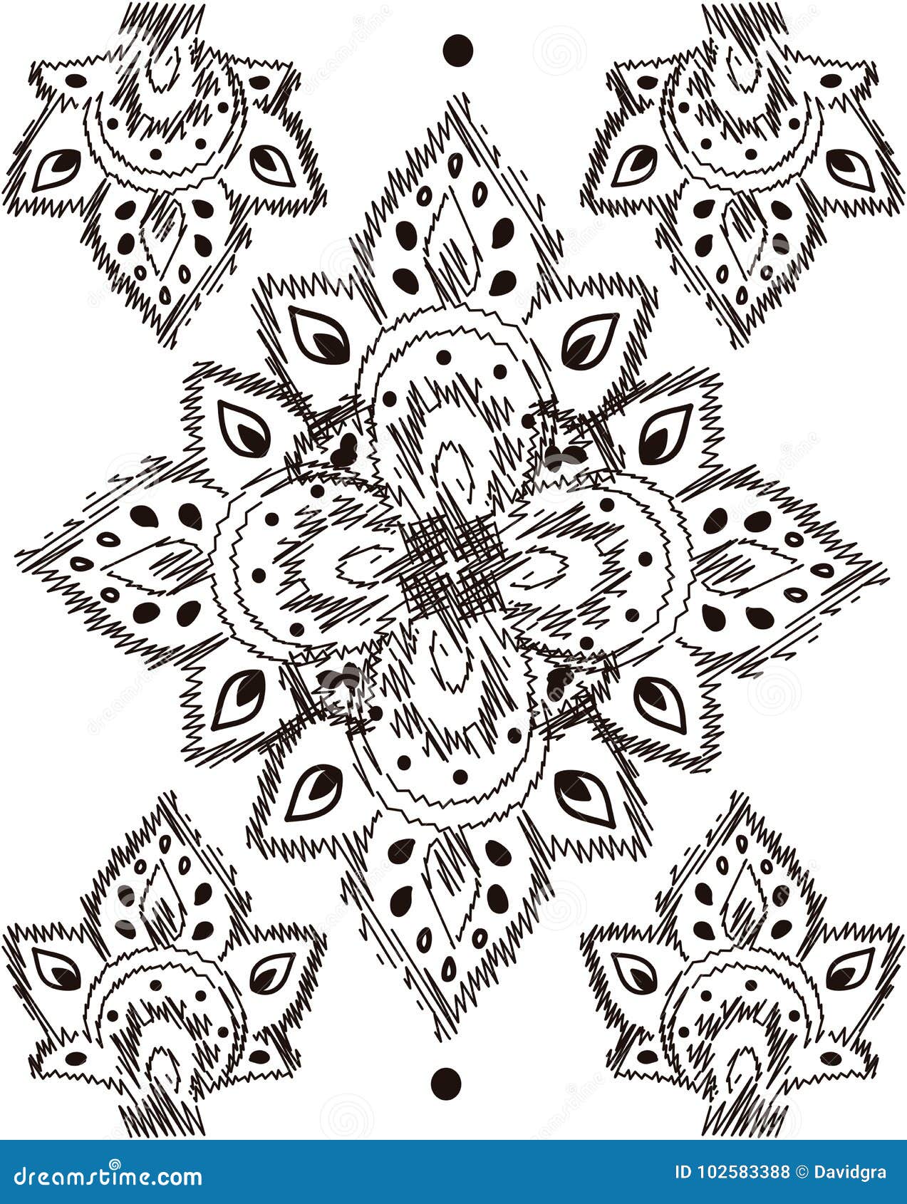 Black and with Embroidery Pattern Stock Vector - Illustration of ...