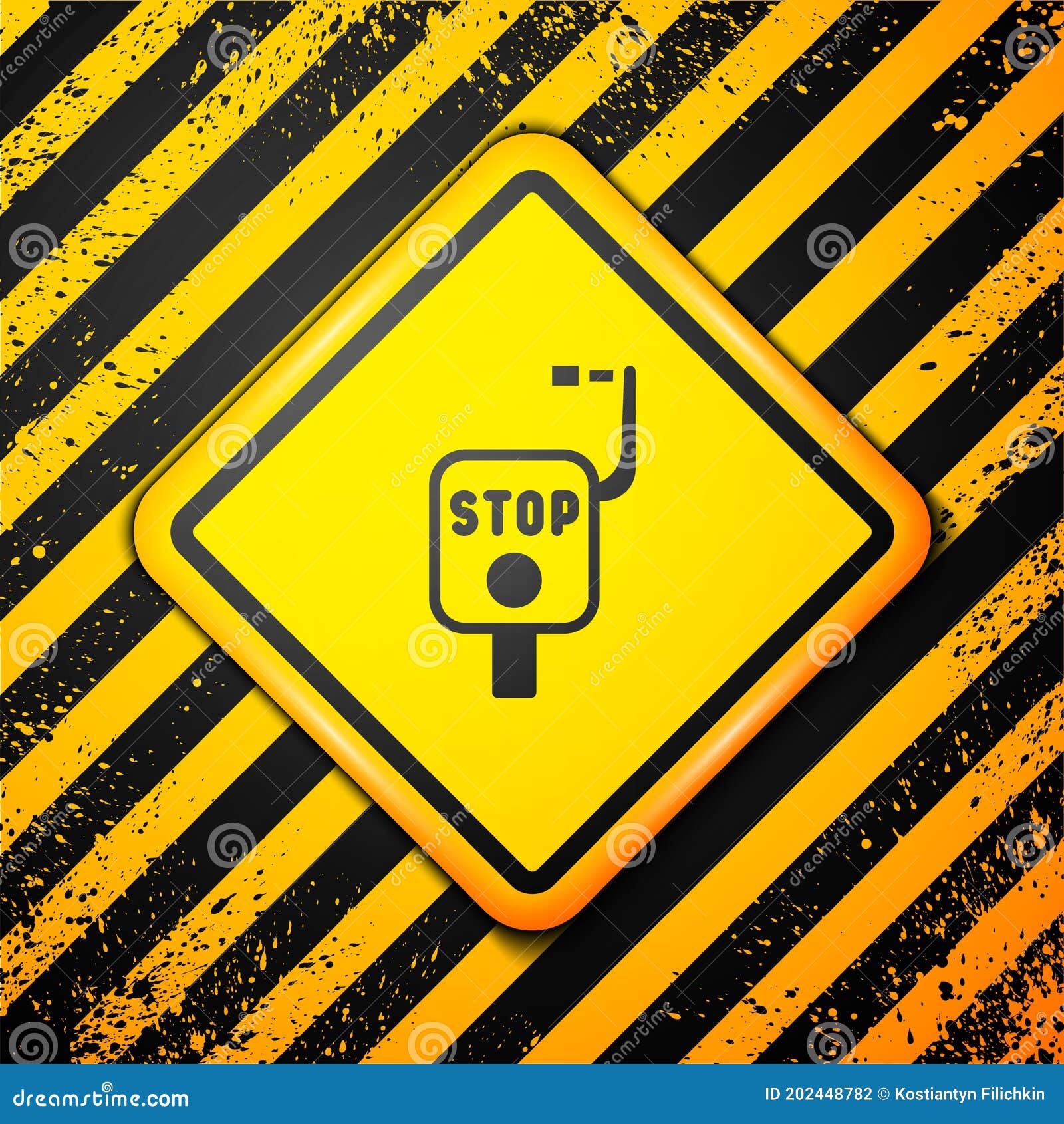 Black Emergency Brake Icon Isolated on Yellow Background. Warning Sign ...