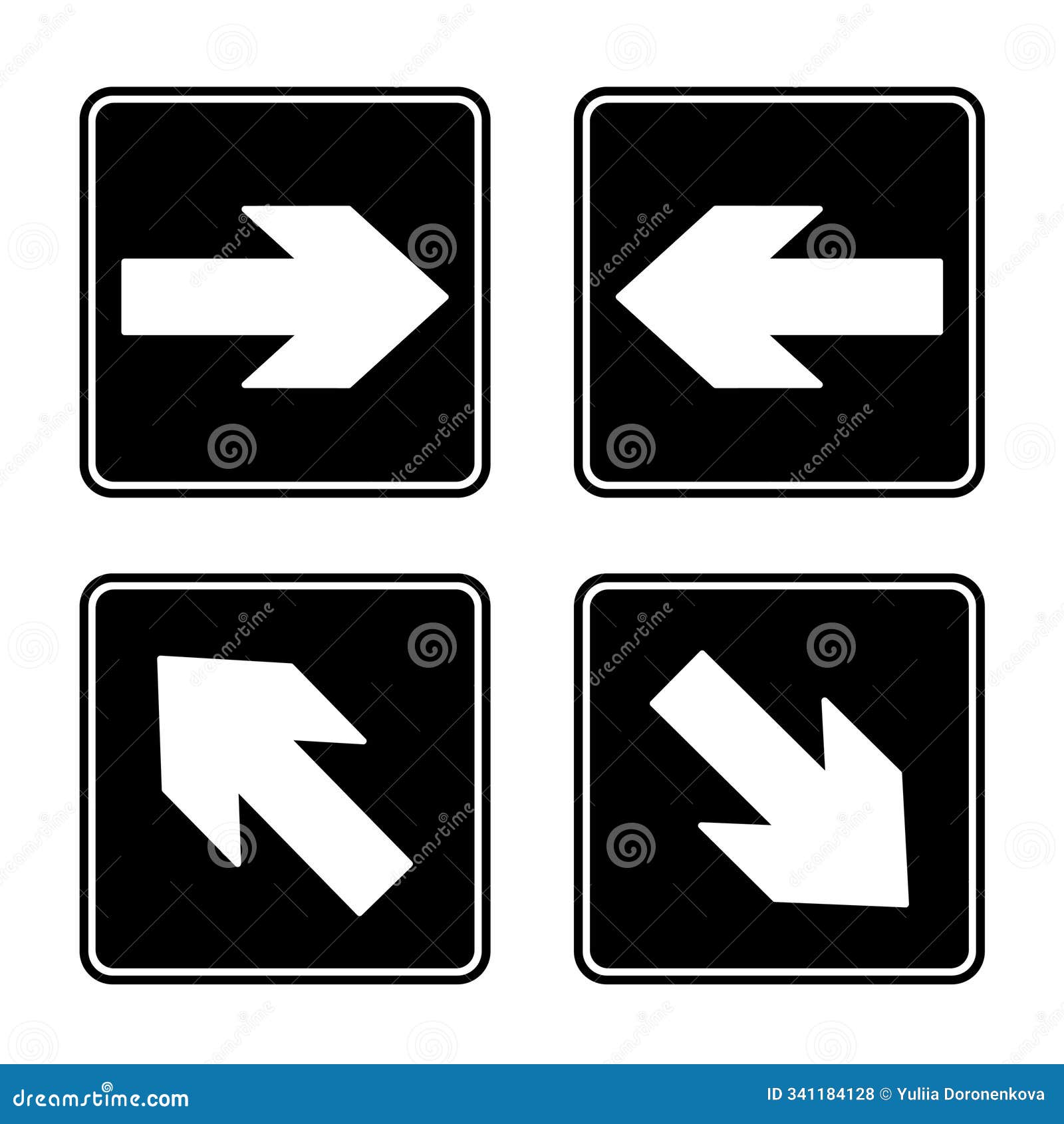 Black Emergency Exit Arrows. Stock Illustration - Illustration of left ...