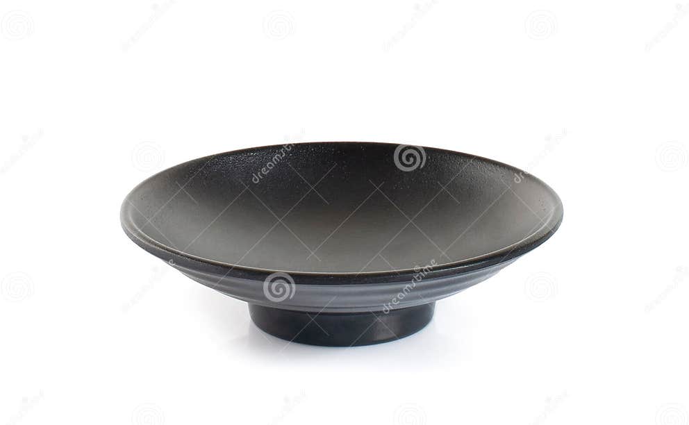 Black Empty Plate Isolated on White Background Stock Image - Image of ...