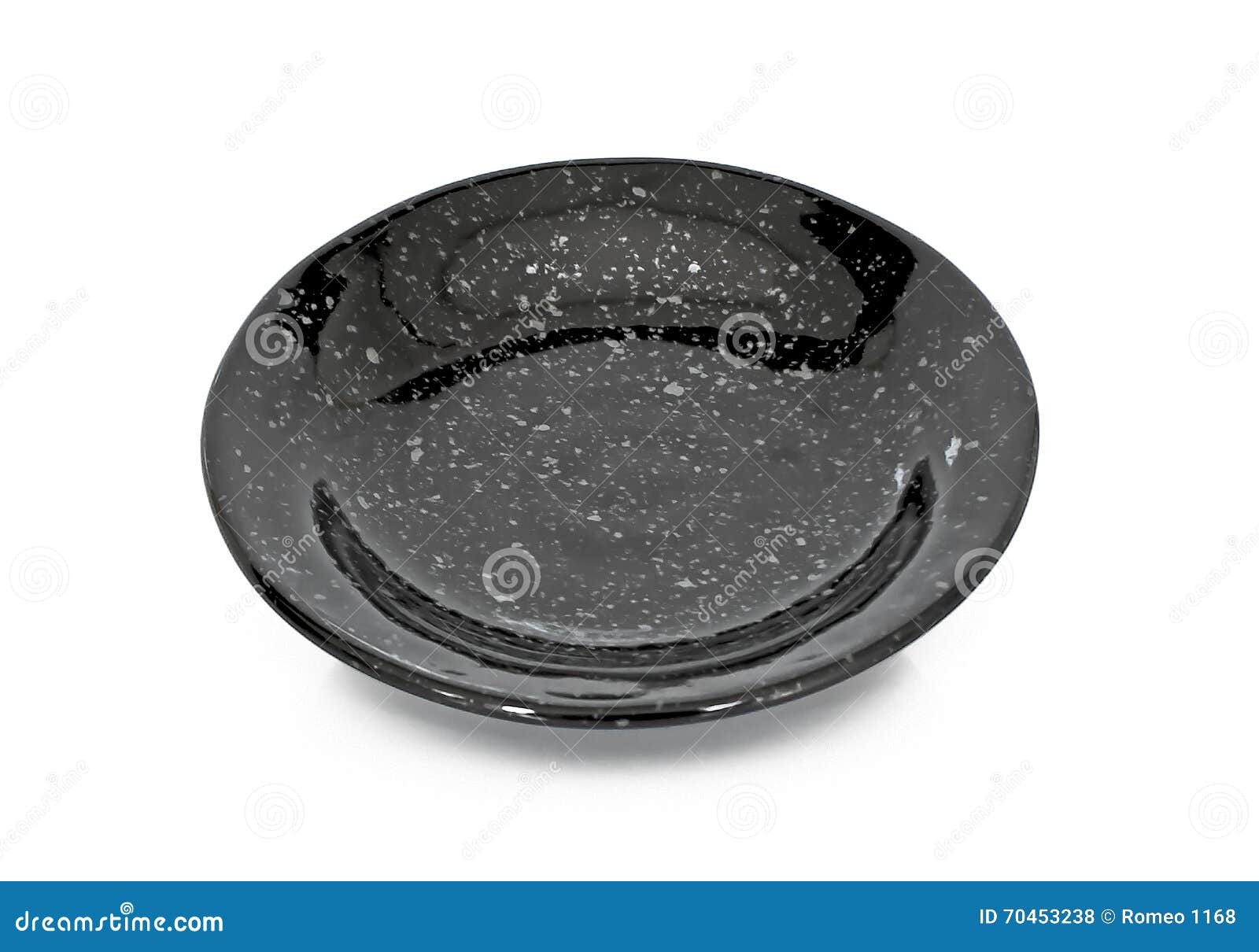 Black Empty Plate. Isolated on White Background. Stock Photo - Image of ...