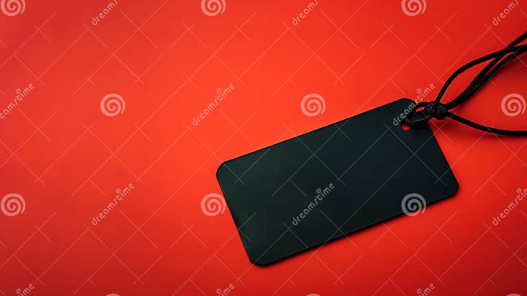 Black Empty Price Tag on Red Background. Black Friday Concept, Template ...
