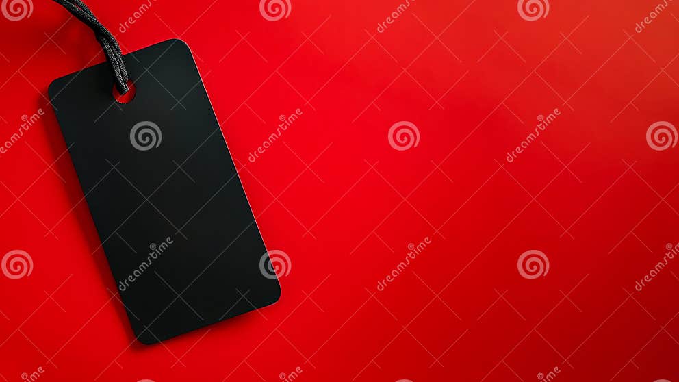 Black Empty Price Tag on Red Background. Black Friday Concept, Template ...