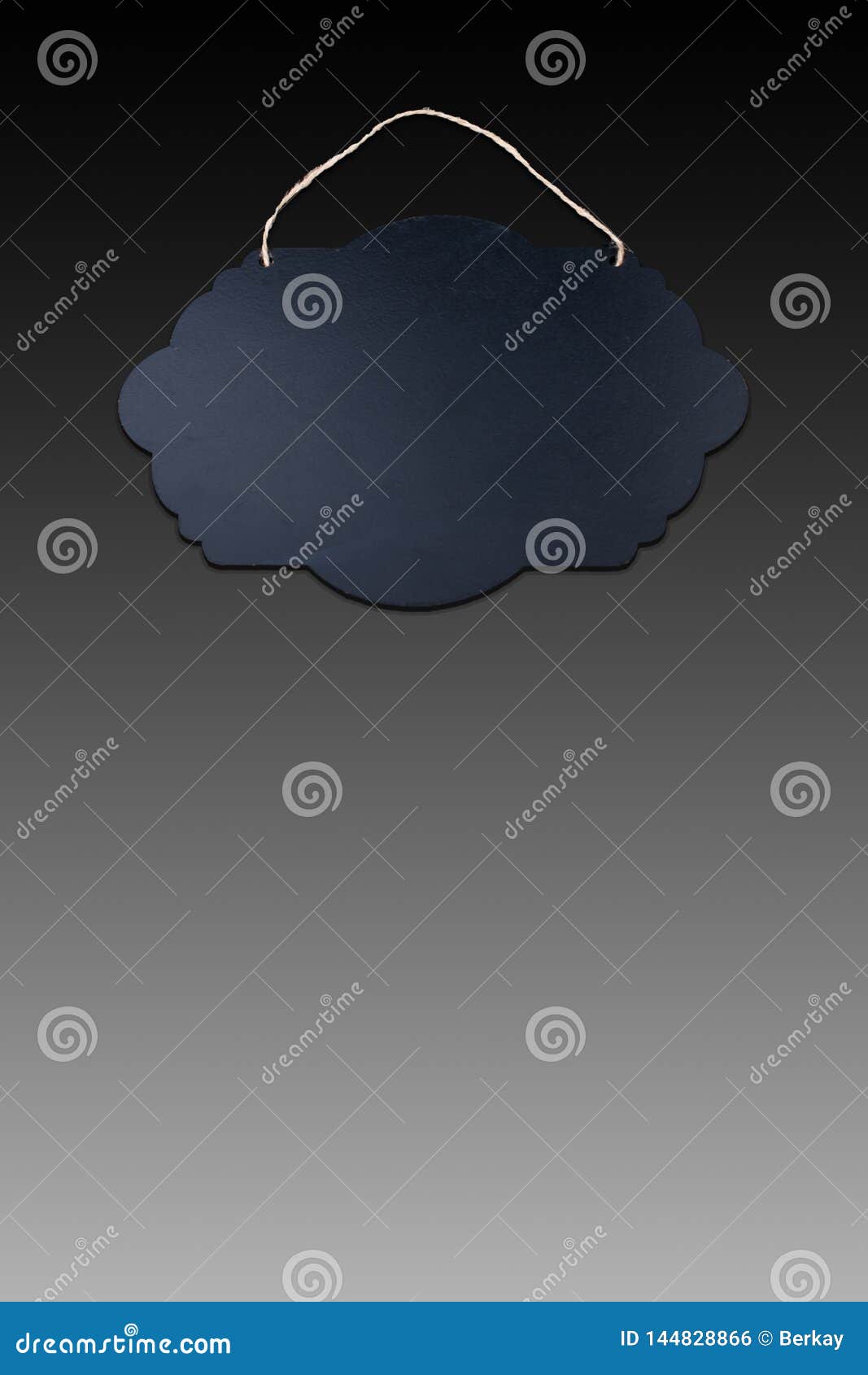 Black Empty Sign Board with String for Hanging Stock Photo - Image of ...