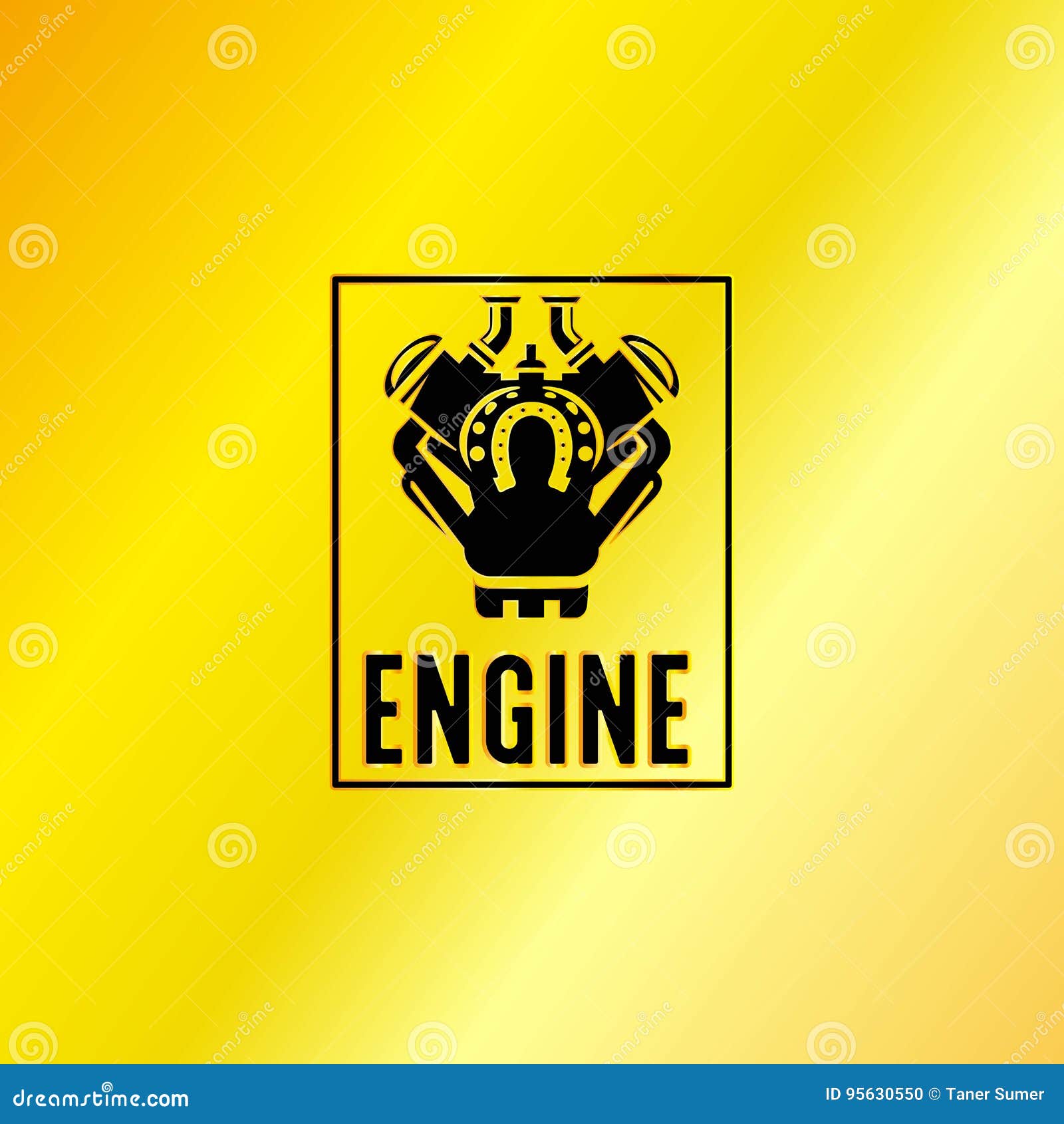 Black Engine Emblem with Golden Background Stock Vector - Illustration ...