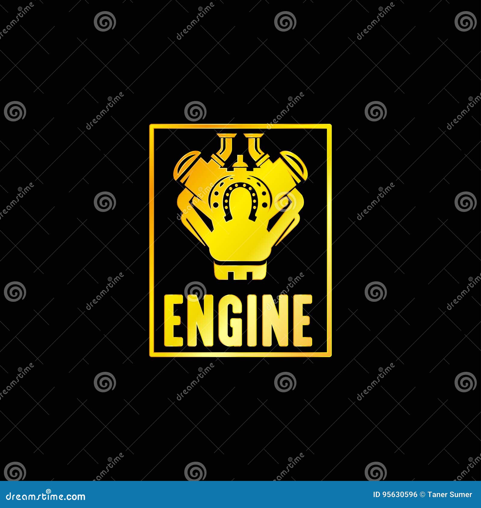 Black Engine Emblem with Golden Background Stock Vector - Illustration ...