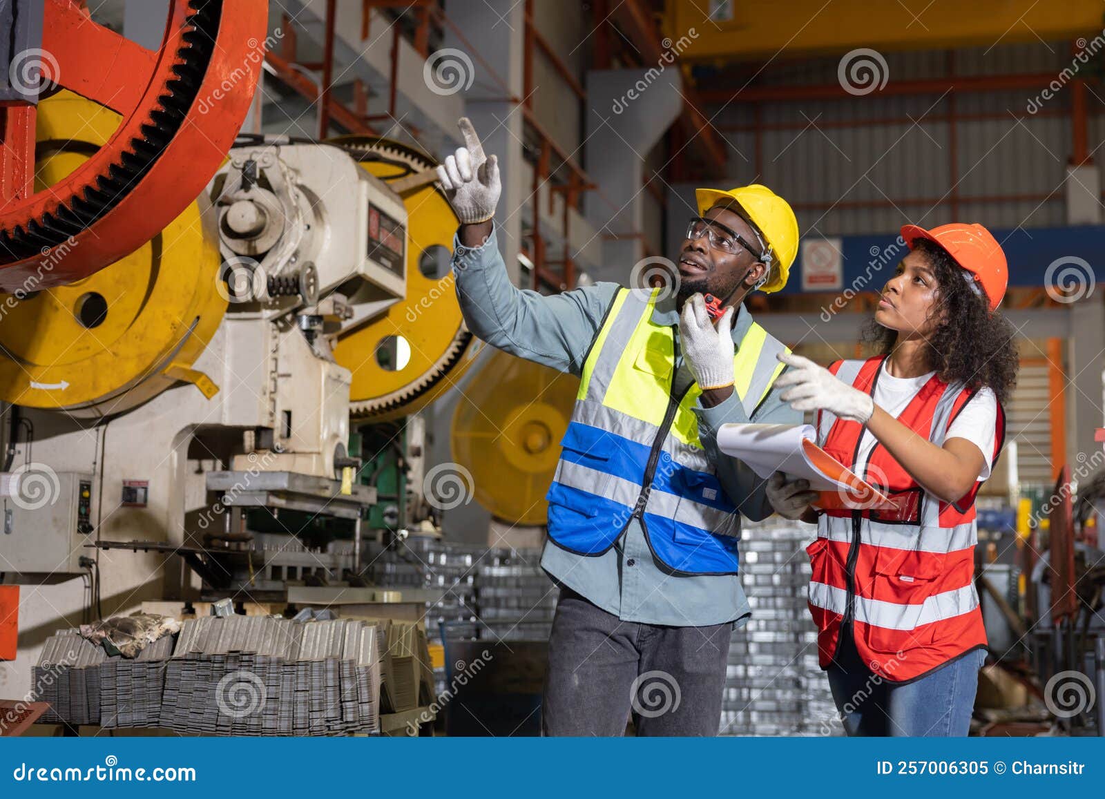 Black Engineer Check the Machine in the Metal Sheet Factory Stock Image ...