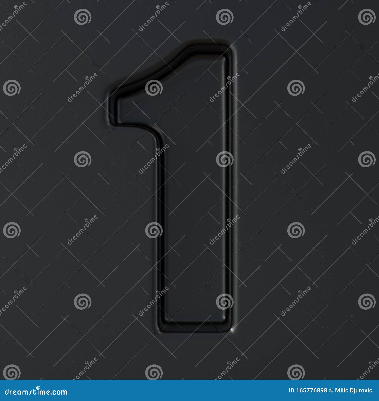 Black Engraved Font Number 1 ONE 3D Stock Illustration - Illustration ...