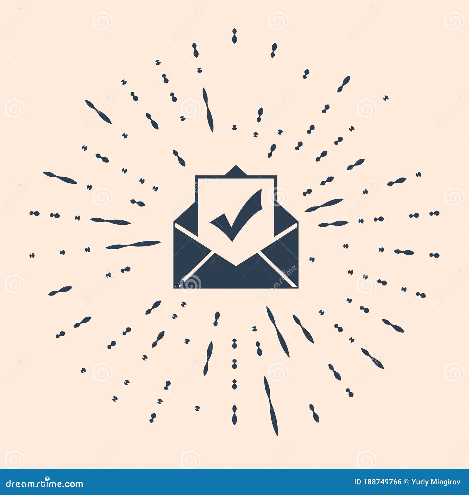 Black Envelope With Document And Check Mark Icon On Beige Background ...