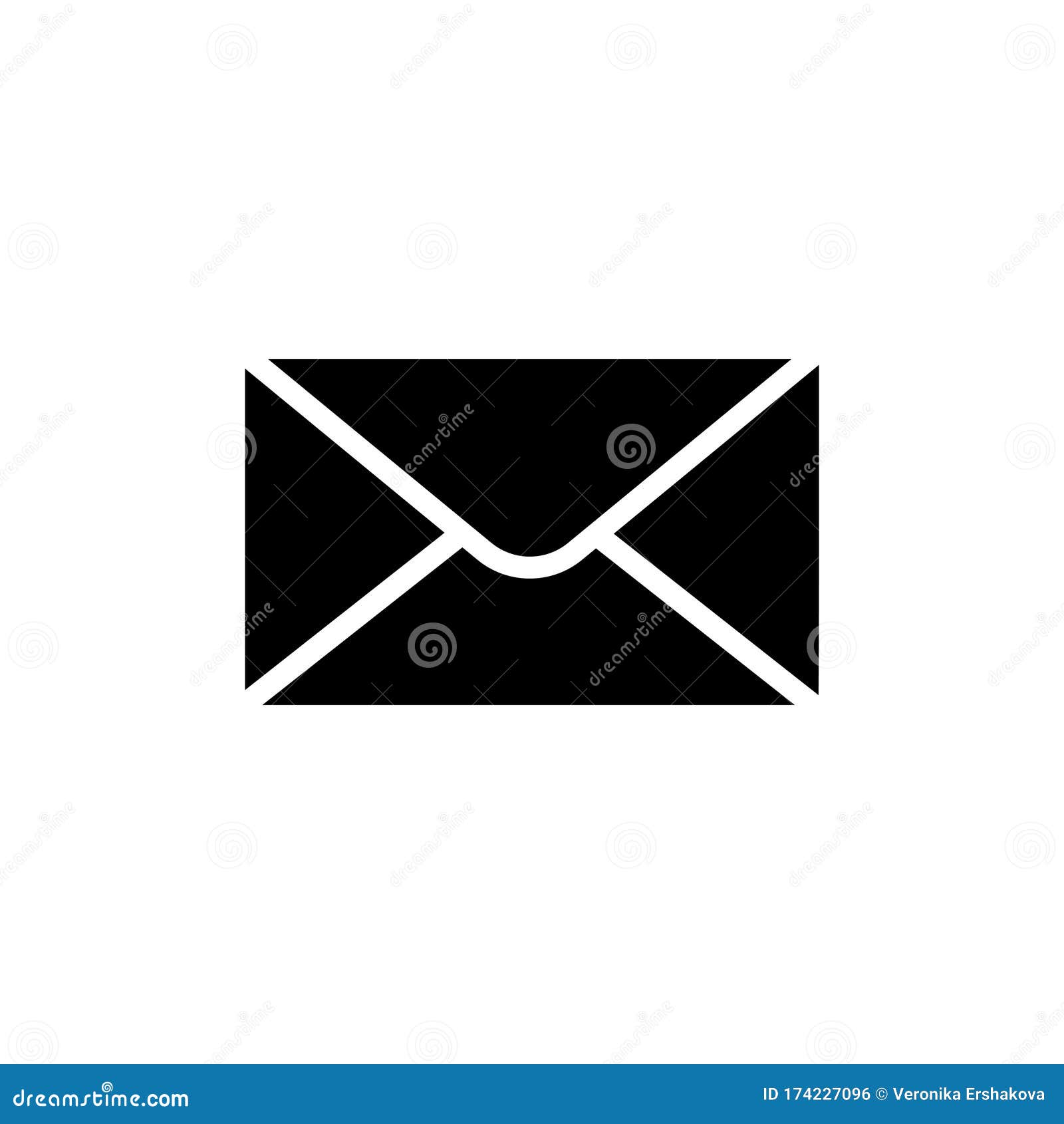 Black Envelope Icon in Flat Style. Mail Symbol Stock Vector ...