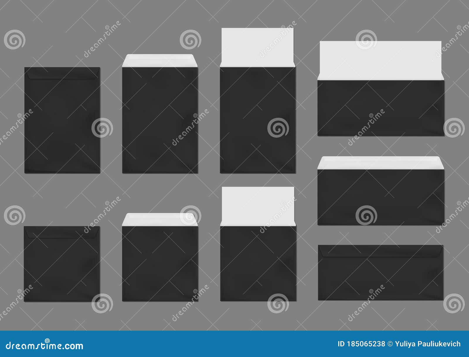 Black Envelopes. Luxury Dark Template Of A4 Business Letters Opening ...