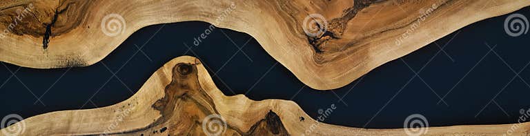 Black Epoxy Resin Panel with Walnut Stock Image - Image of exotic ...