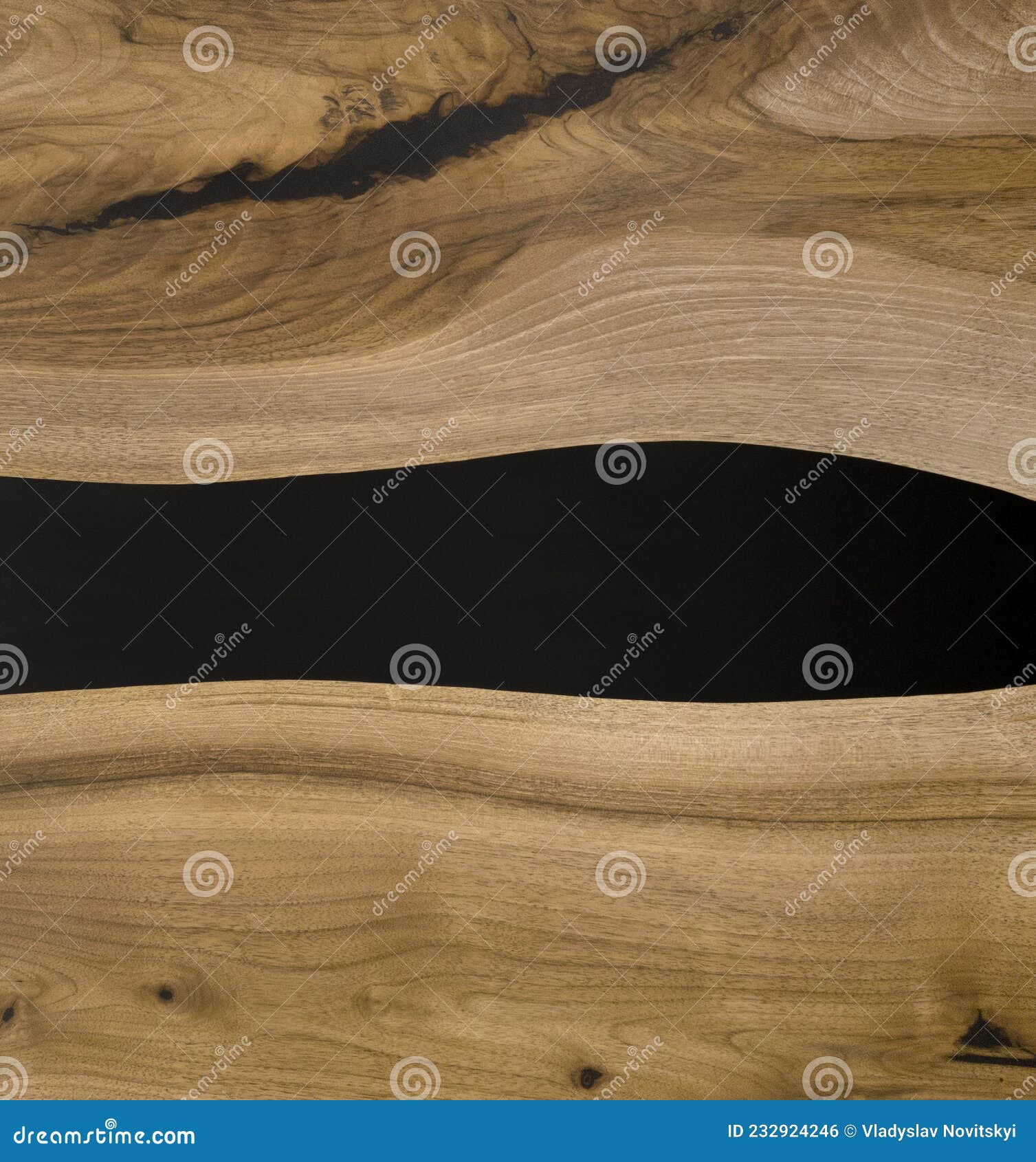 Black Epoxy Resin Panel with Walnut, Texture for Design Stock Photo ...