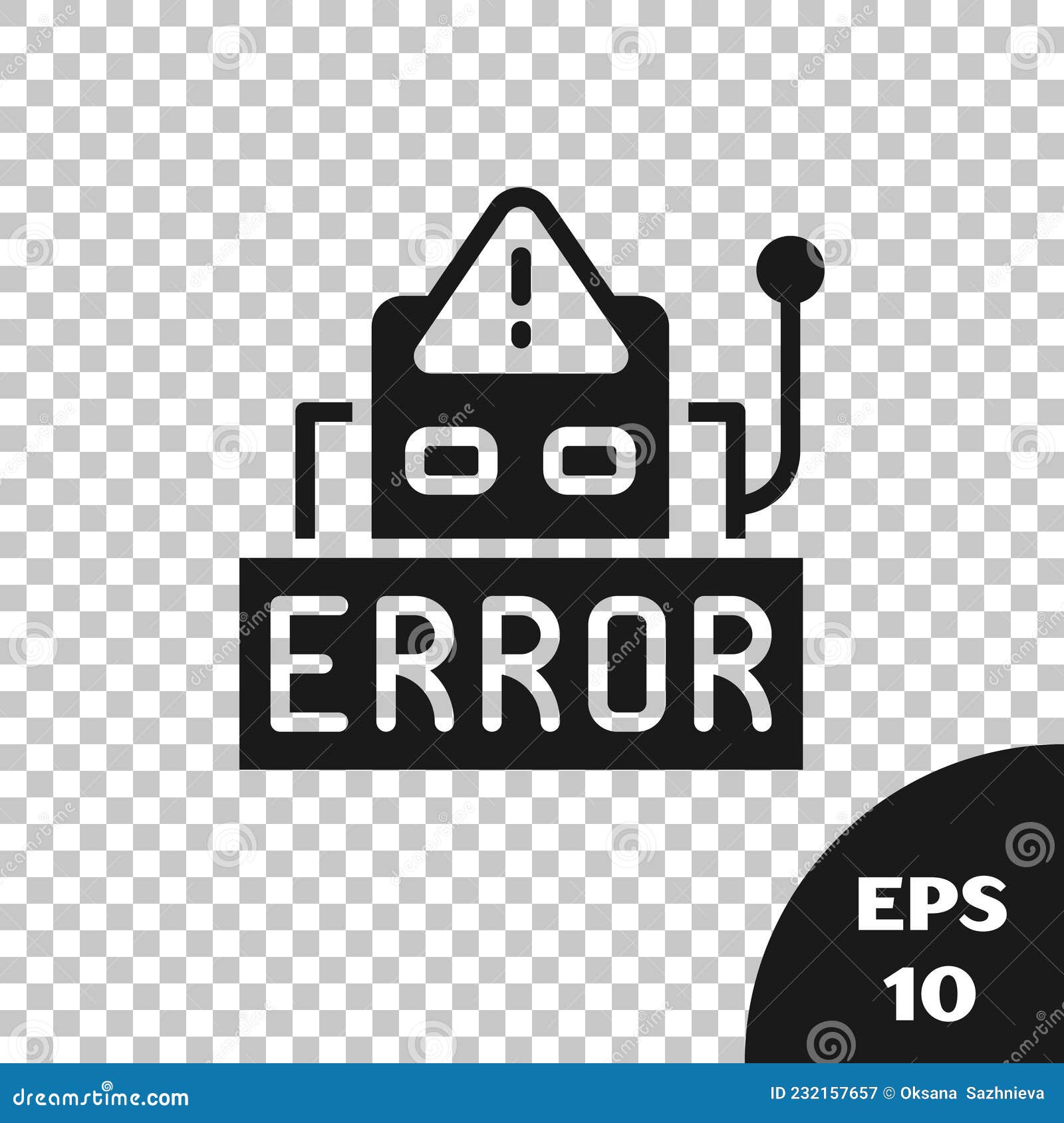 Black Error in the Operation Program of the Robot Icon Isolated on ...