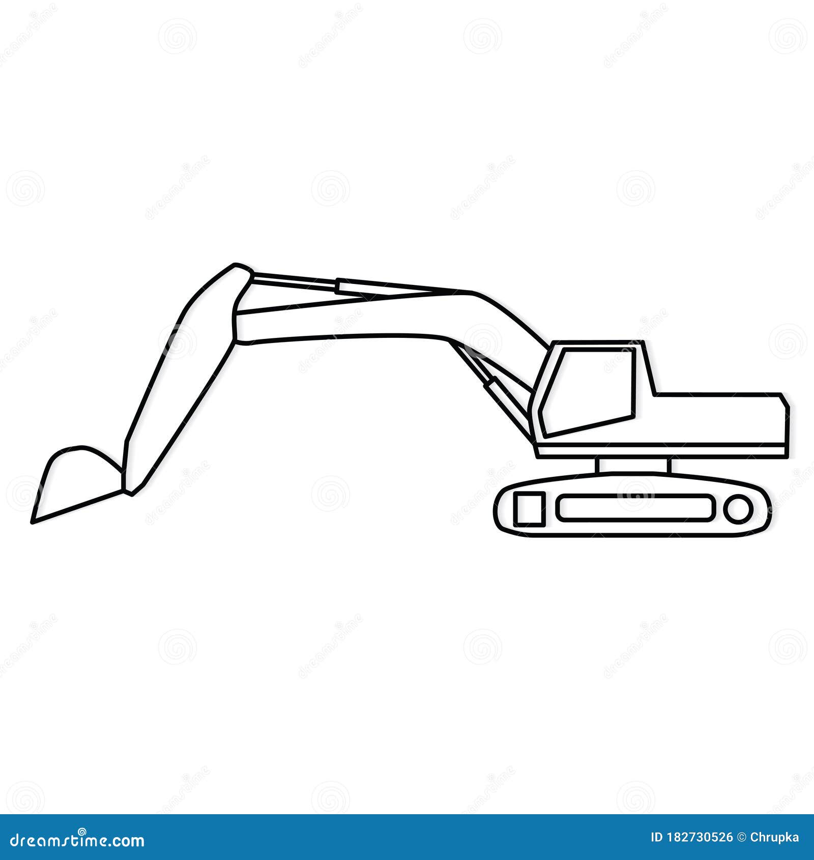 Black excavator icon stock vector. Illustration of engineering - 182730526